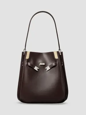 Tory Burch Lee Radziwill Leather Bucket Bag - Cocoa