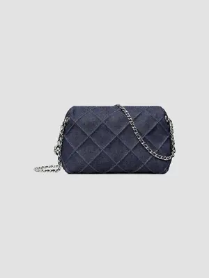 Tory Burch Fleming Diamond-quilted Denim Crossbody Bag