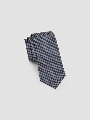 Kiton Fancy Houndstooth Silk Tie - Navy