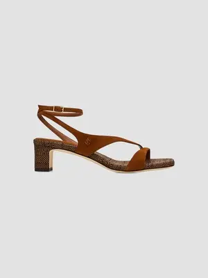 JIMMY CHOO Faye 45mm Metallic Leather Sandals - Tan