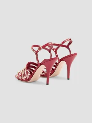 Valentino Garavani Rockstud 100mm Kidskin Sandals - Red