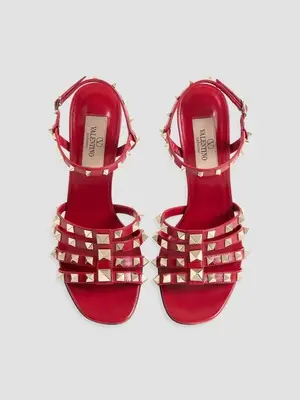 Valentino Garavani Rockstud 100mm Kidskin Sandals - Red
