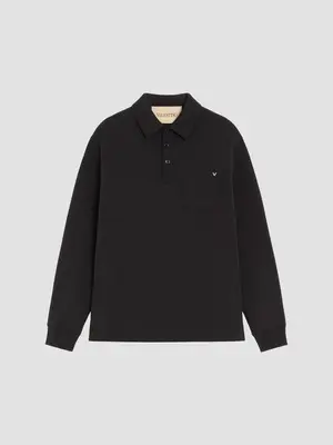 Valentino Garavani Cotton Polo Shirt With Vgold - Black