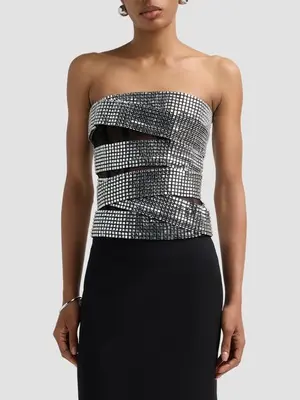 AREA Disco Ball Strapless Top - Black