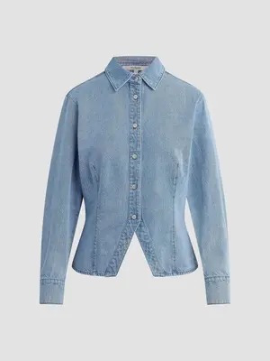 Hudson Jeans Split Hem Button-front Denim Shirt - Pools