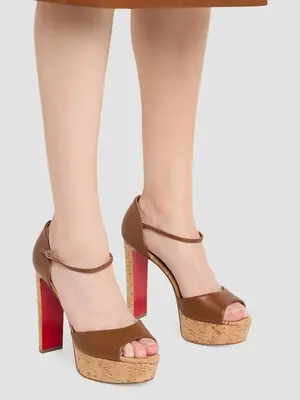 CHRISTIAN LOUBOUTIN Sandaloo 130mm Leather Heels - Cuoio