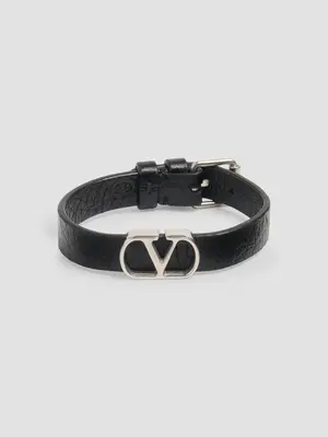 Valentino Garavani Vlogo Signature Grainy Calfskin Bracelet - Black