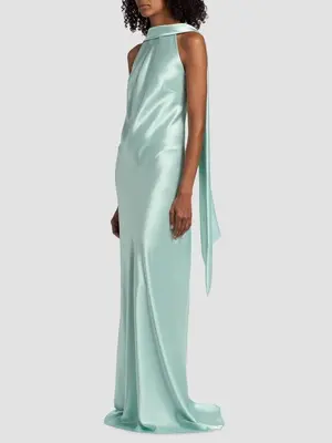 Talbot Runhof Satin Scarf Column Gown