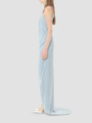 Valentino Garavani Long Dress In Embroidered Cady Satin