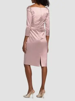 Talbot Runhof Satin Gathered Cocktail Dress