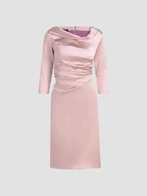 Talbot Runhof Satin Gathered Cocktail Dress - Marble