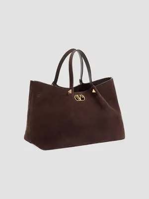 Valentino Garavani Large Shopping Bag In Soft Suede