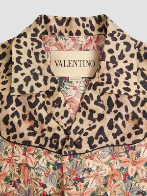 Valentino Garavani Bowling Shirt In Silk Poplin And Papier Floral Prints