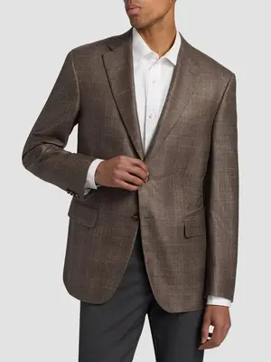 Canali Siena Tonal Plaid Silk-cashmere Sport Coat