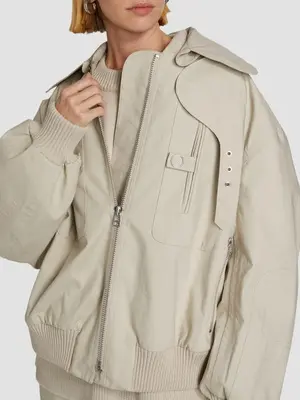 Co Gathered Tton Bomber Jacket