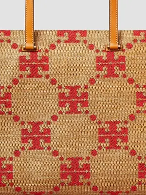 Tory Burch T Monogram Straw Tote Bag