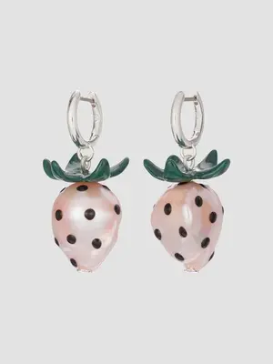 Tory Burch Curiosity Silvertone, Cultured Pearl & Mixed-media Strawberry Drop Earrings