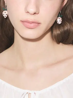 Tory Burch Curiosity Silvertone, Cultured Pearl & Mixed-media Strawberry Drop Earrings