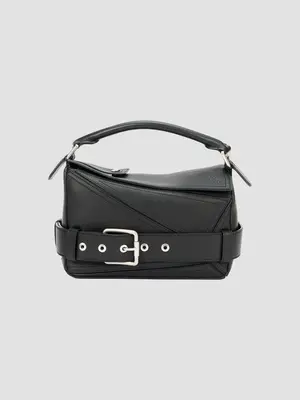 Loewe Puzzle Biker Leather Top Handle Bag - Black