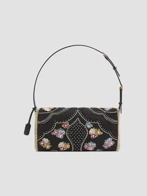 Valentino Garavani Devain Small Embroidered Shoulder Bag - Black Multi