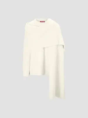 Staud Siren Scarf-detailed Bouclé Yarn Sweater - Ivory