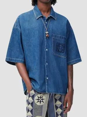 Loewe X Paula's Ibiza Denim Short-sleeve Shirt