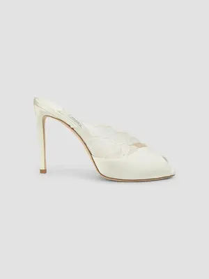 JIMMY CHOO Brigitte 100mm Lace Stiletto Mules - Ivory