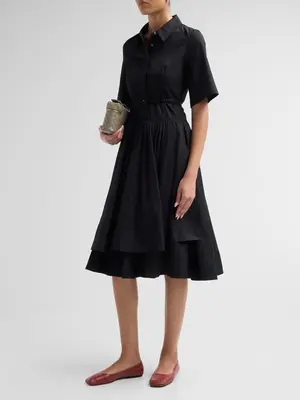 Co Tton Belted Midi-shirtdress