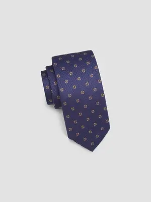 Canali Textured Medallion Silk Tie - Blue
