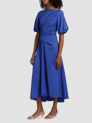 Talbot Runhof Wrapped Cotton-blend Cocktail Dress