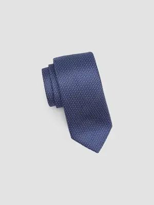 Canali Zigzag Woven Silk Tie - Blue