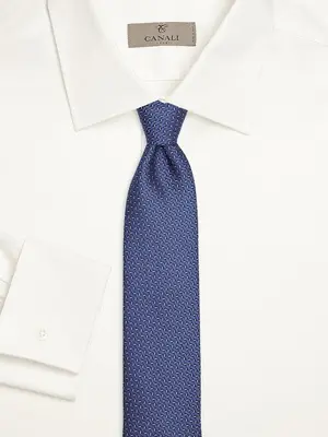Canali Zigzag Woven Silk Tie - Blue