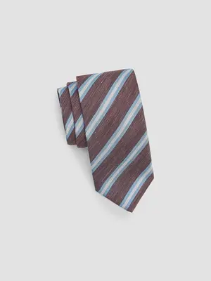 Canali Striped Woven Silk Tie - Blue