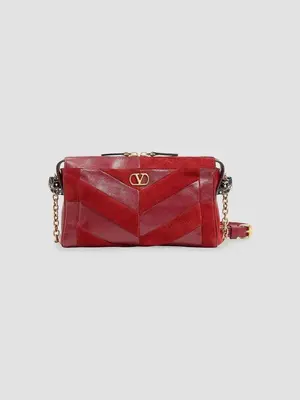 Valentino Garavani Panthea Small Shoulder Bag In Suede And Nappa - Red