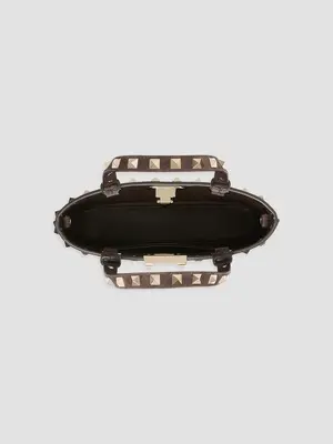 Valentino Garavani Rockstud Mini Suede Top Handle Bag - Ebony