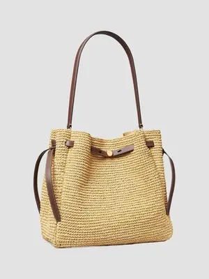 Tory Burch Romy Large Straw Bucket Bag