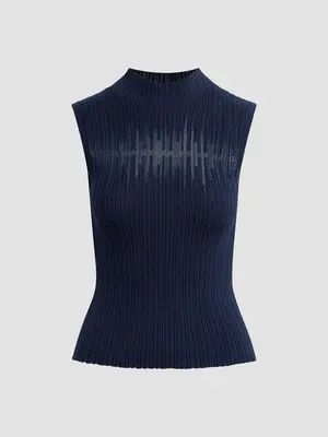 Hudson Jeans Mock Turtleneck Sweater Tank - Navy