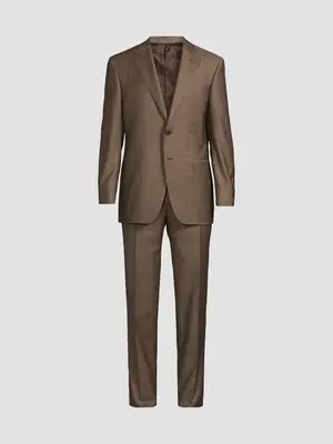 Canali Siena Notch Lapel Wool Suit - Tan