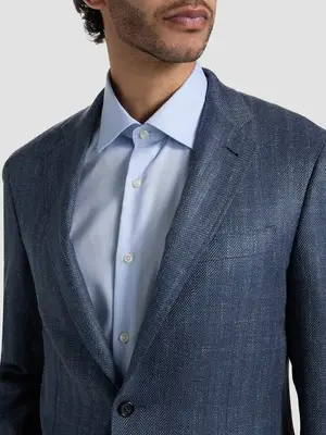 Canali Denim Herringbone Patch Jacket