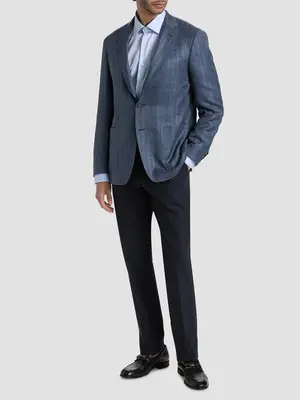 Canali Denim Herringbone Patch Jacket