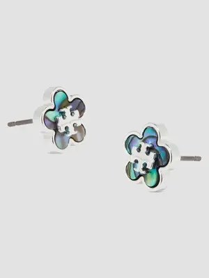 Tory Burch Forget Me Not Silvertone & Mother-of-pearl Stud Earrings