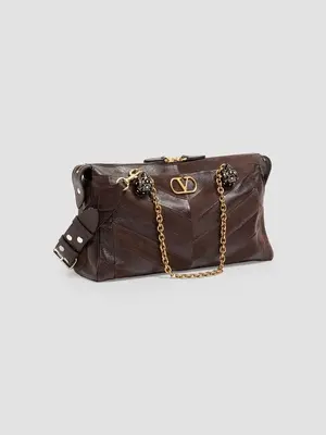 Valentino Garavani Panthea Medium Shoulder Bag In Suede And Nappa - Ebony