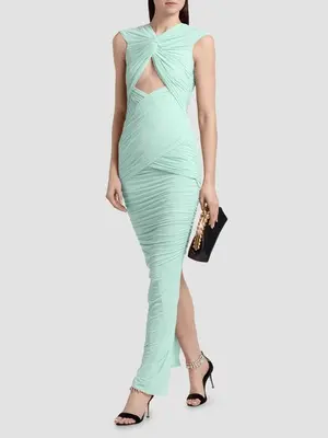 Ronny Kobo Nasha Ruched Sheath Maxi Dress