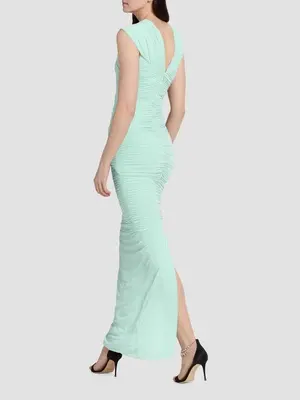 Ronny Kobo Nasha Ruched Sheath Maxi Dress