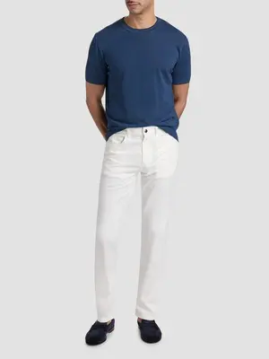 Canali Contrast Tipped Knit Crewneck T-shirt - Blue