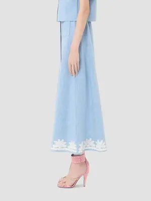 Valentino Garavani Embroidered Midi Skirt