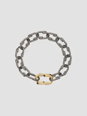 NOUVEL HERITAGE Try Me Titanium, 18k Yellow Gold, Black Onyx & 0.026 Tcw Diamond Bracelet - Grey