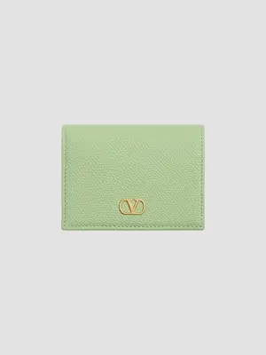 Valentino Garavani Vlogo Signature Grainy Calfskin Wallet - Mint