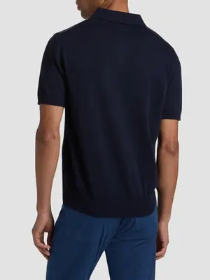 Canali Vertical-stitch Cotton-blend Polo Shirt