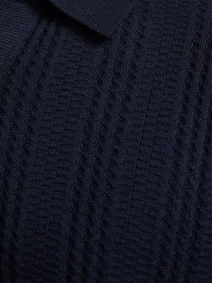 Canali Vertical-stitch Cotton-blend Polo Shirt